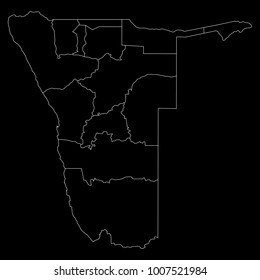 High Detailed Vector Map Countiesregionsstates Namibia Stock Vector ...
