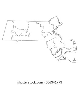 High Detailed Vector Map Countiesregionsstates Massachusetts Stock ...