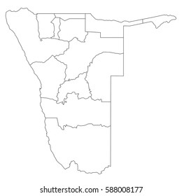 High Detailed Vector Map Countiesregionsstates Namibia Stock Vector ...