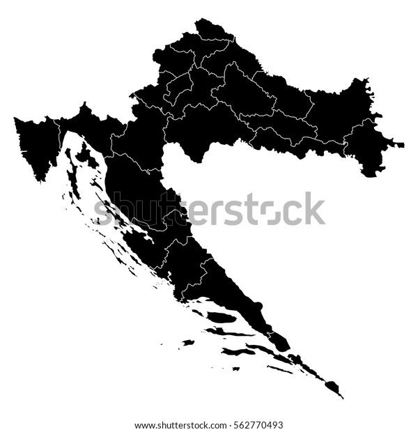 High Detailed Vector Map Countiesregionsstates Croatia Stock Vector ...