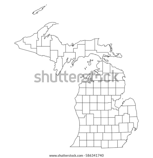 High Detailed Vector Map Countiesregionsstates Michigan Stock Vector ...