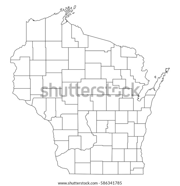 High Detailed Vector Map Countiesregionsstates Wisconsin Stock Vector ...