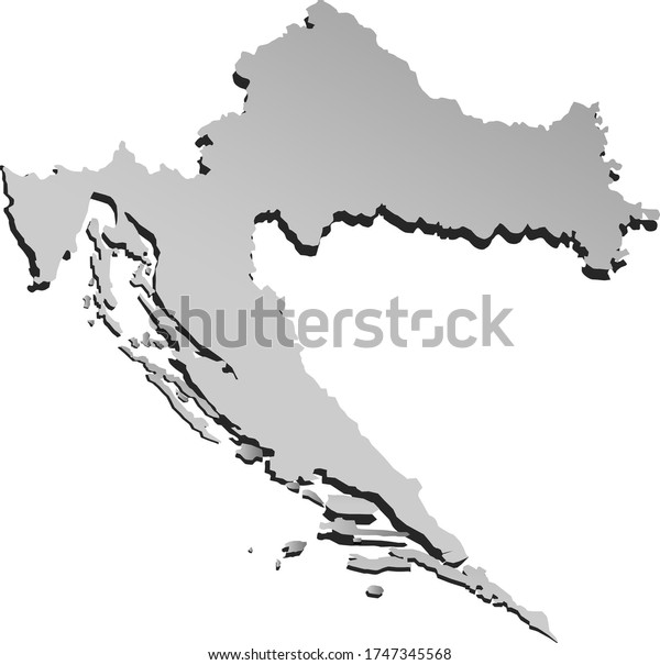High Detailed Vector Map Croatia Stock Vector (Royalty Free) 1747345568 ...