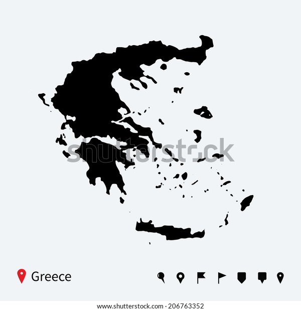 High Detailed Vector Map Greece Navigation Stock Vector (Royalty Free ...
