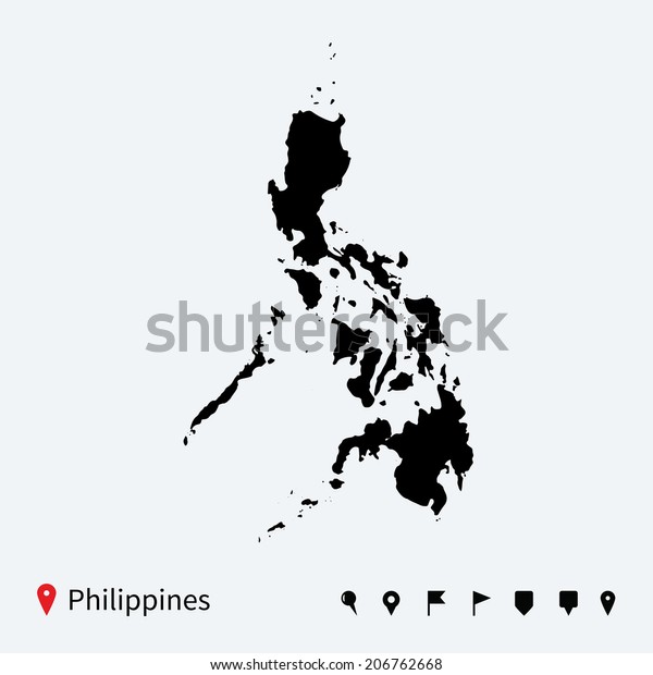 High Detailed Vector Map Philippines Navigation: stockvector ...