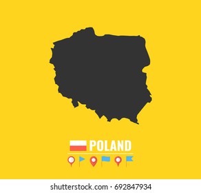 High Detailed Vector Map Poland Name Stock Vector (Royalty Free ...