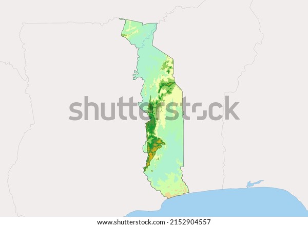 High Detailed Vector Togo Physical Map: เวกเตอร์สต็อก (ปลอดค่าลิขสิทธิ์ ...