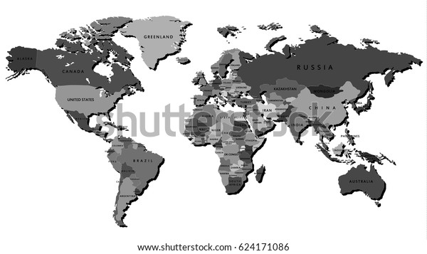 High Detailed World Map Engraved On: vector de stock (libre de regalías ...