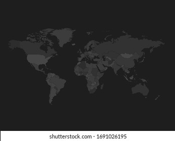 High Detailed World Map Greys Colors Stock Vector (Royalty Free ...