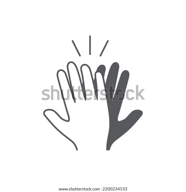 High Five Icon Hands Celebrating Linear Stock Vector (Royalty Free ...