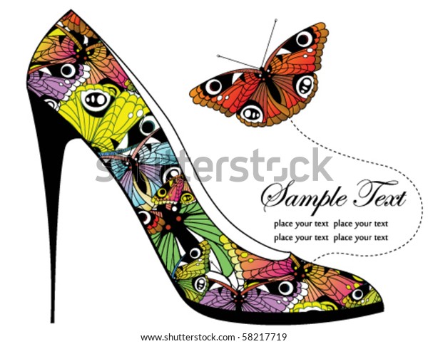 High Heel Shoe Butterfly Stock Vector (Royalty Free) 58217719 ...