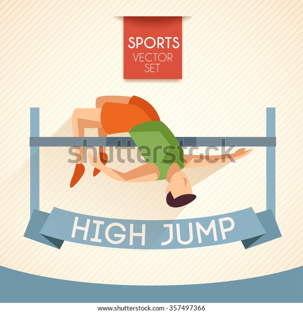 High Jump Sports Flat Design Vector Stock Vector (Royalty Free ...