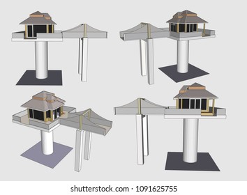 High Pillar House Vector Illustration Stock Vector (Royalty Free ...
