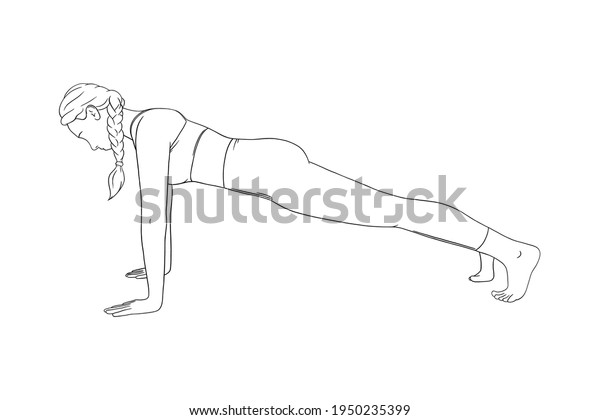 High Plank Exercise Fit Planking Woman Stock Vector (Royalty Free ...
