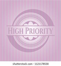 High Priority Badge Pink Background Stock Vector (Royalty Free ...