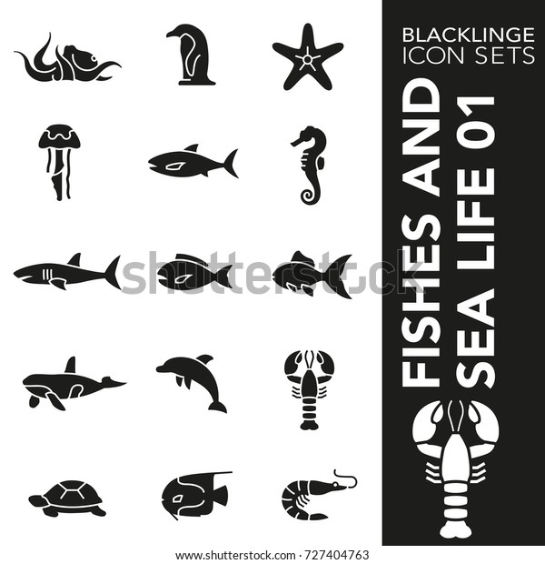 High Quality Black White Icons Shellfish Stock Vector (Royalty Free ...