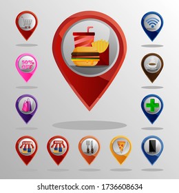 High Quality Location Icons Maps Stock Vector (Royalty Free) 1736608634 ...