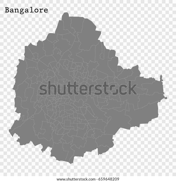 Mapa de alta calidad de Bangalore es una ciudad de India, con fronteras ...