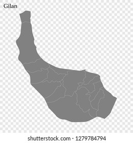 High Quality Map Gilan Province Iran Stock Vector (Royalty Free ...