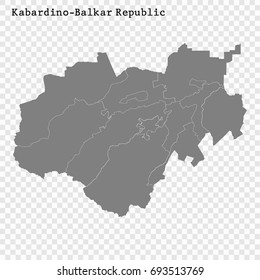 High Quality Map Kabardinobalkar Republic Region Stock Vector (Royalty ...