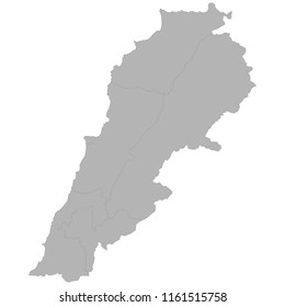 High Quality Map Lebanon Borders Regions Stock Vector (Royalty Free ...