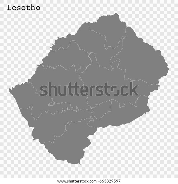 High Quality Map Lesotho Borders Regions Stock Vector (Royalty Free ...
