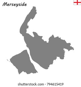 Merseyside Metropolitan County Map England Uk: vector de stock (libre ...