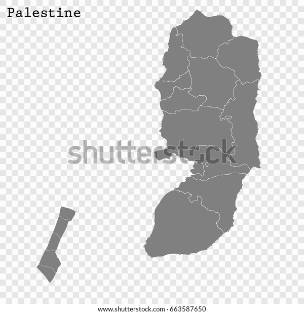 High Quality Map Palestine Borders Regions Stock Vector (Royalty Free ...