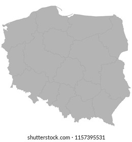 High Quality Map Poland Borders Regions Stock Vector (Royalty Free ...
