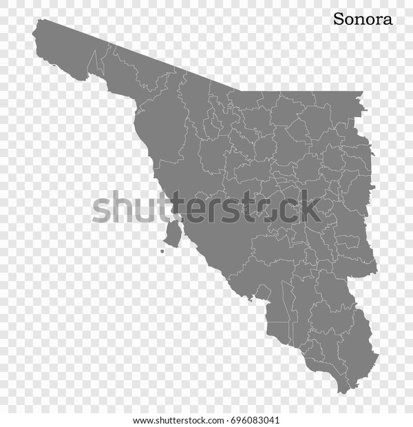 Mapa de Alta Calidad de Sonora es un estado de México, con fronteras de ...