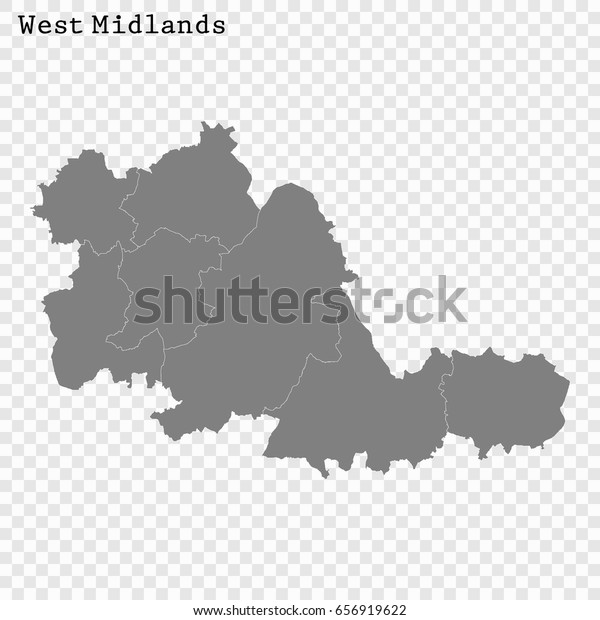 High Quality Map West Midlands Ceremonial Stock Vector (Royalty Free ...