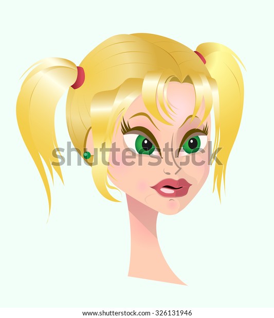 High Quality Serious Cartoon Head Girl Stock Vector (Royalty Free ...