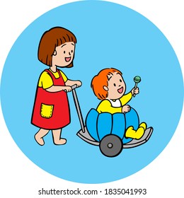 Cartoon Vector Illustration Short Haired Mother: เวกเตอร์สต็อก (ปลอดค่า ...