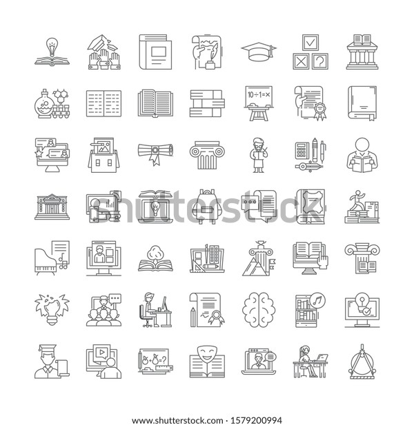 High School Learning Linear Icons Signs Stock Vector (Royalty Free ...