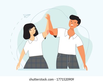 High School Student Illustration Couple Vector Stock Vector (Royalty ...