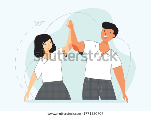 High School Student Illustration Couple Vector Stock Vector (Royalty ...