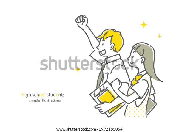High School Students Simple Line Illustration Stock Vector (Royalty ...