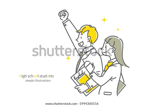 High School Students Simple Line Illustration Stock Vector (Royalty ...