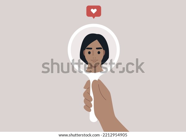 High Self Esteem Character Looking Themselves Stock Vector (Royalty ...