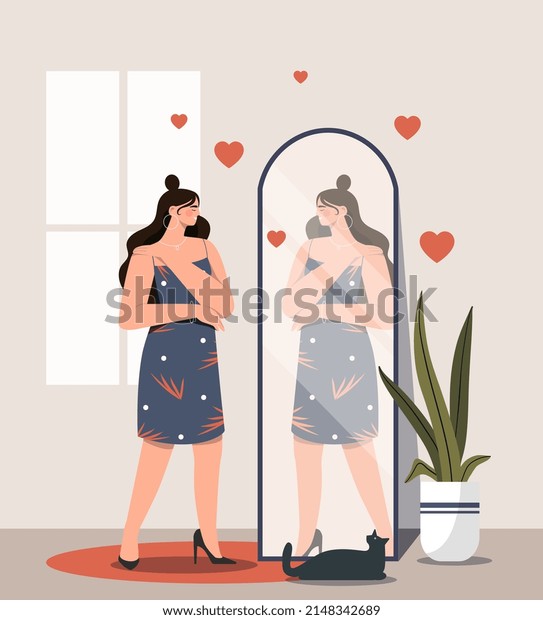 Alta autoestima. Jovencita parada en el: vector de stock (libre de ...