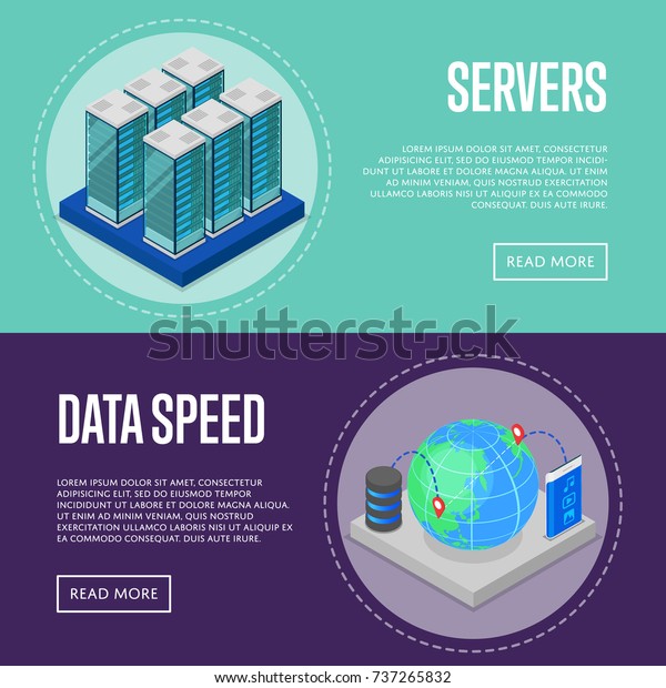 High Speed Communication Service Isometric Posters Stock Vector ...