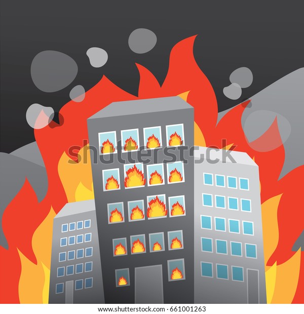 High Tower City On Fire Emergency Stock Vector (Royalty Free) 661001263 ...
