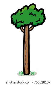 High Tree Cartoon Vector Illustration Hand: vector de stock (libre de ...