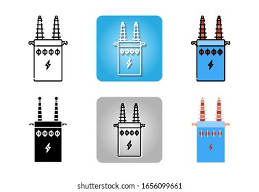 High Voltage Electrical Transformer Icon Set Stock Vector (Royalty Free ...