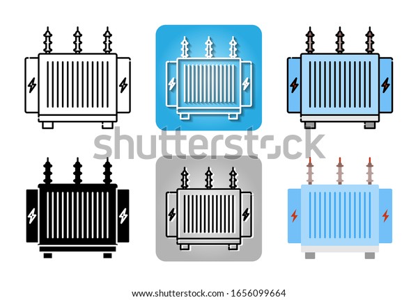High Voltage Electrical Transformer Icon Set Stock Vector (Royalty Free ...