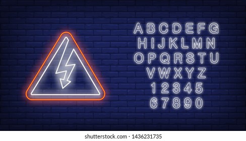 High Voltage Neon Sign Triangle Signboard Stock Vector (Royalty Free ...