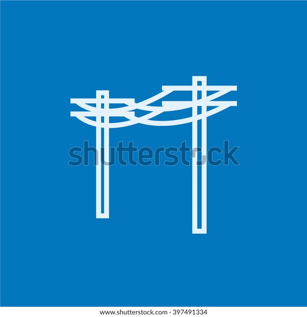 High Voltage Power Lines Line Icon Stock Vector (Royalty Free ...