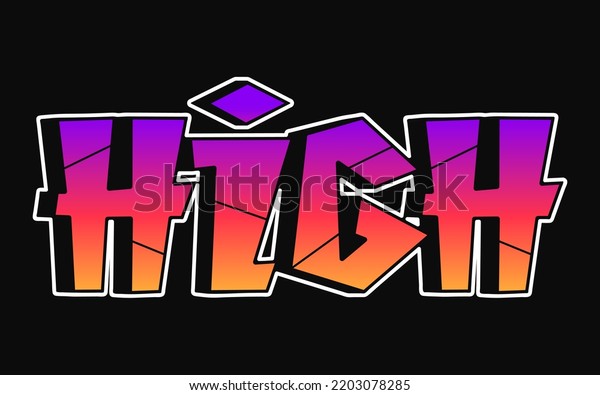 High Word Trippy Psychedelic Graffiti Style Stock Vector (Royalty Free ...