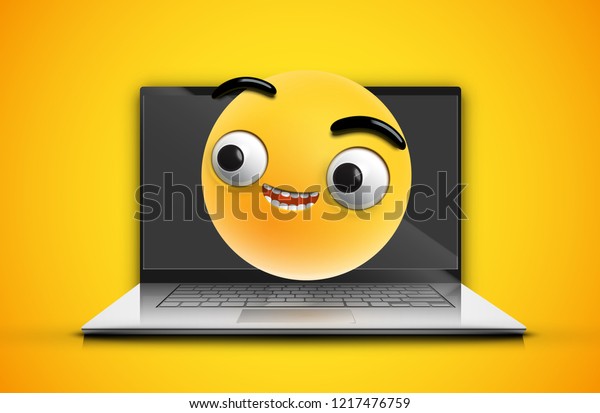 Highdetailed Emoticon On Notebook Screen Vector Stock Vector (Royalty ...