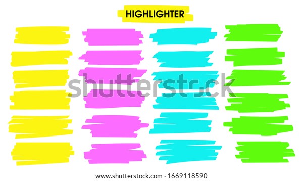 Highlight Brush Lines Hand Drawn Yellow Stock Vector (Royalty Free ...